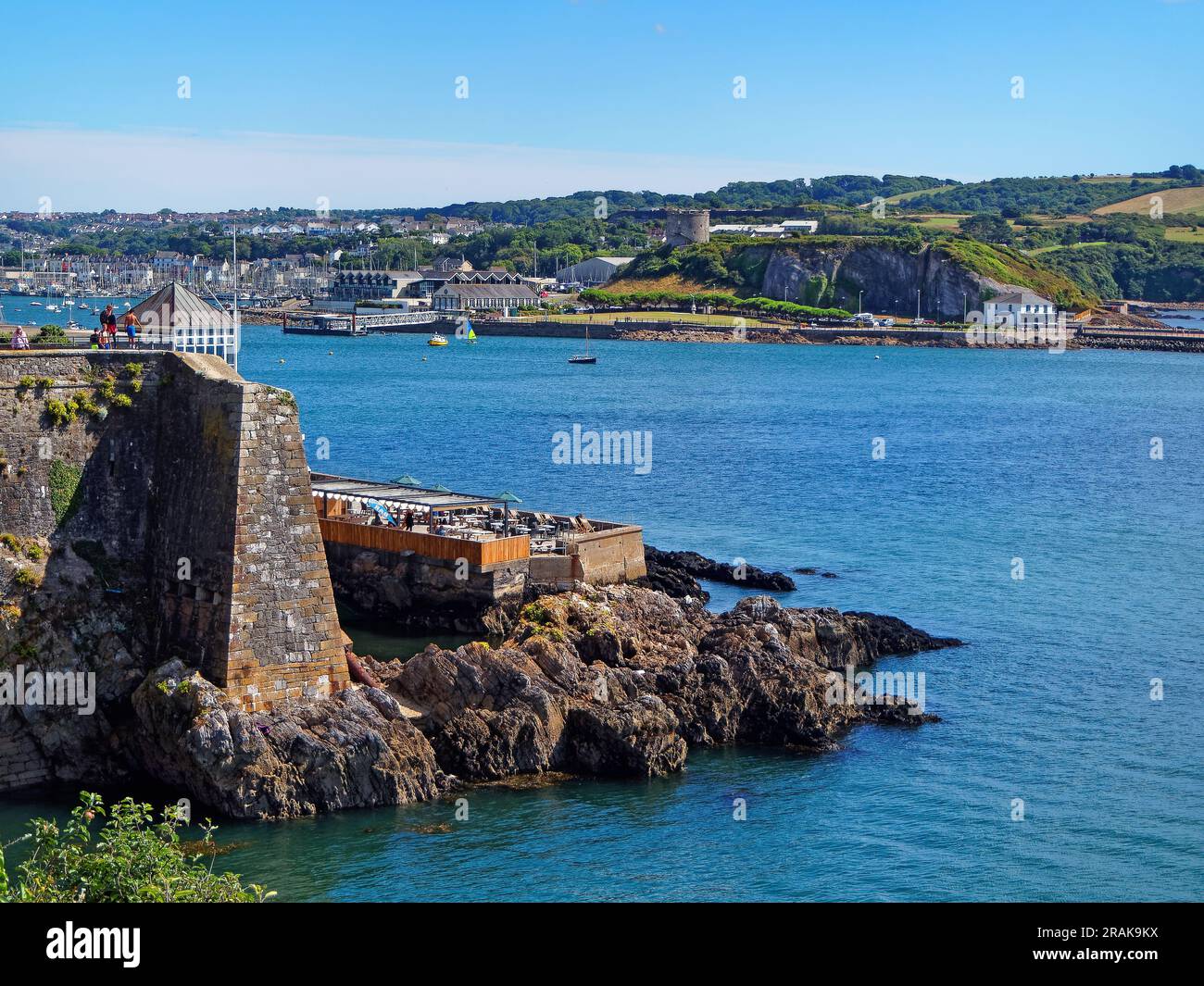 UK, Devon, Plymouth, The Hoe, Mount Batten from Madeira Road Stock ...