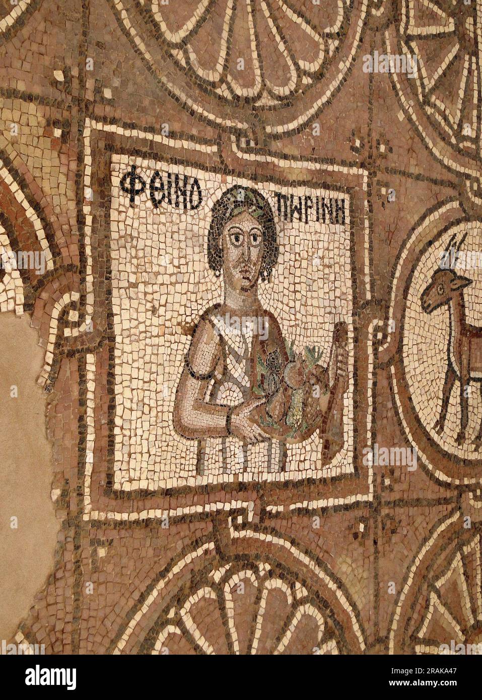 Mosaic of a Man on the Southern Aisle Floor of the Byzantine Church of ...