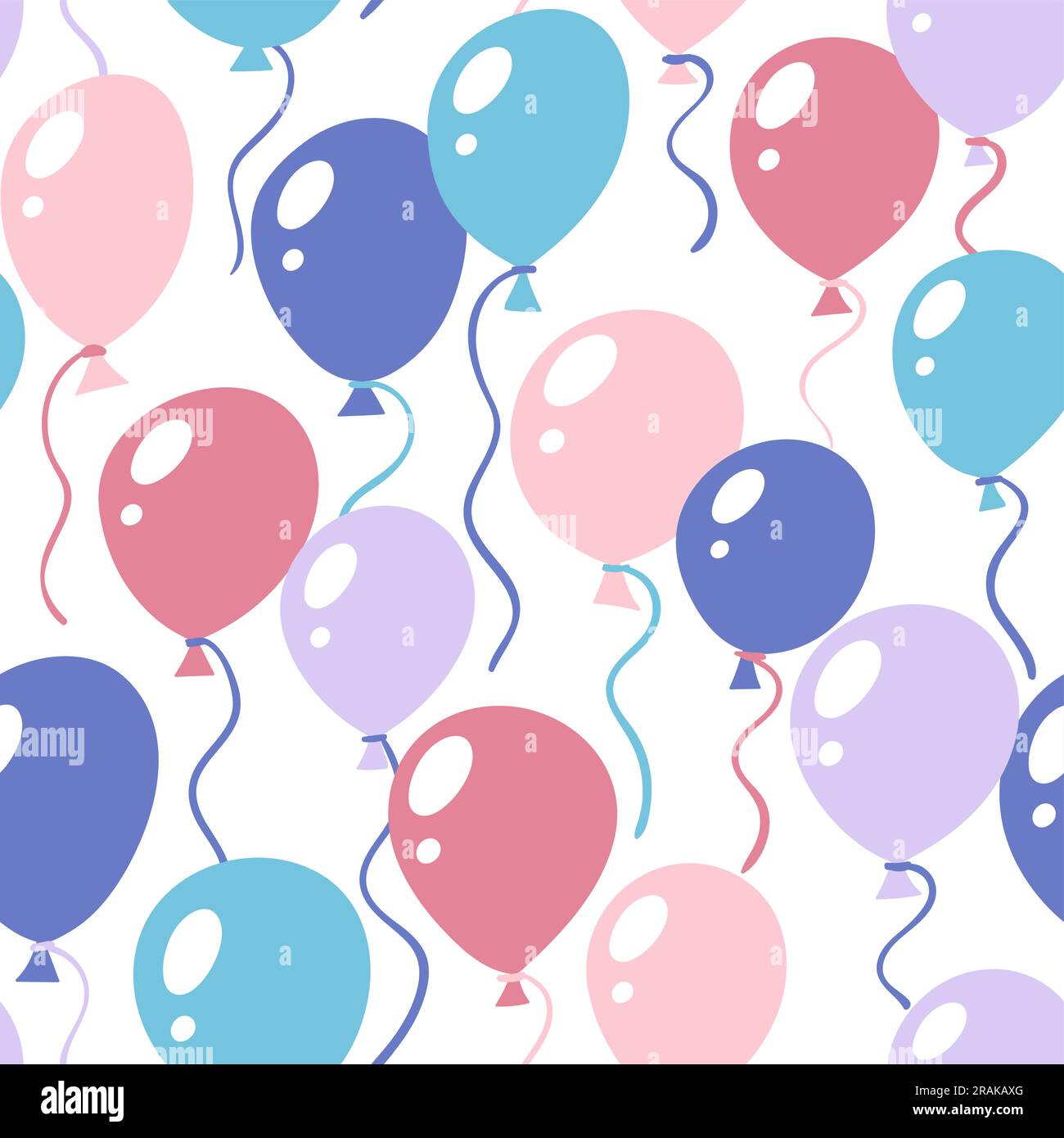 Balloon seamless pattern. Colorful party repeat pattern with floating balloons on white ...