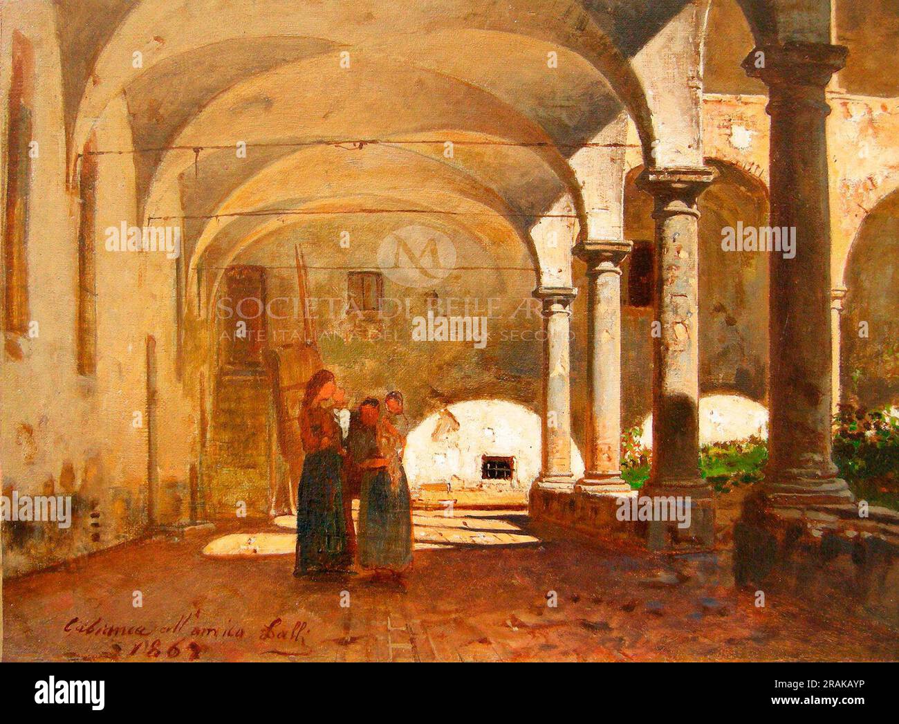 Cloister interior 1867 by Vincenzo Cabianca Stock Photo - Alamy