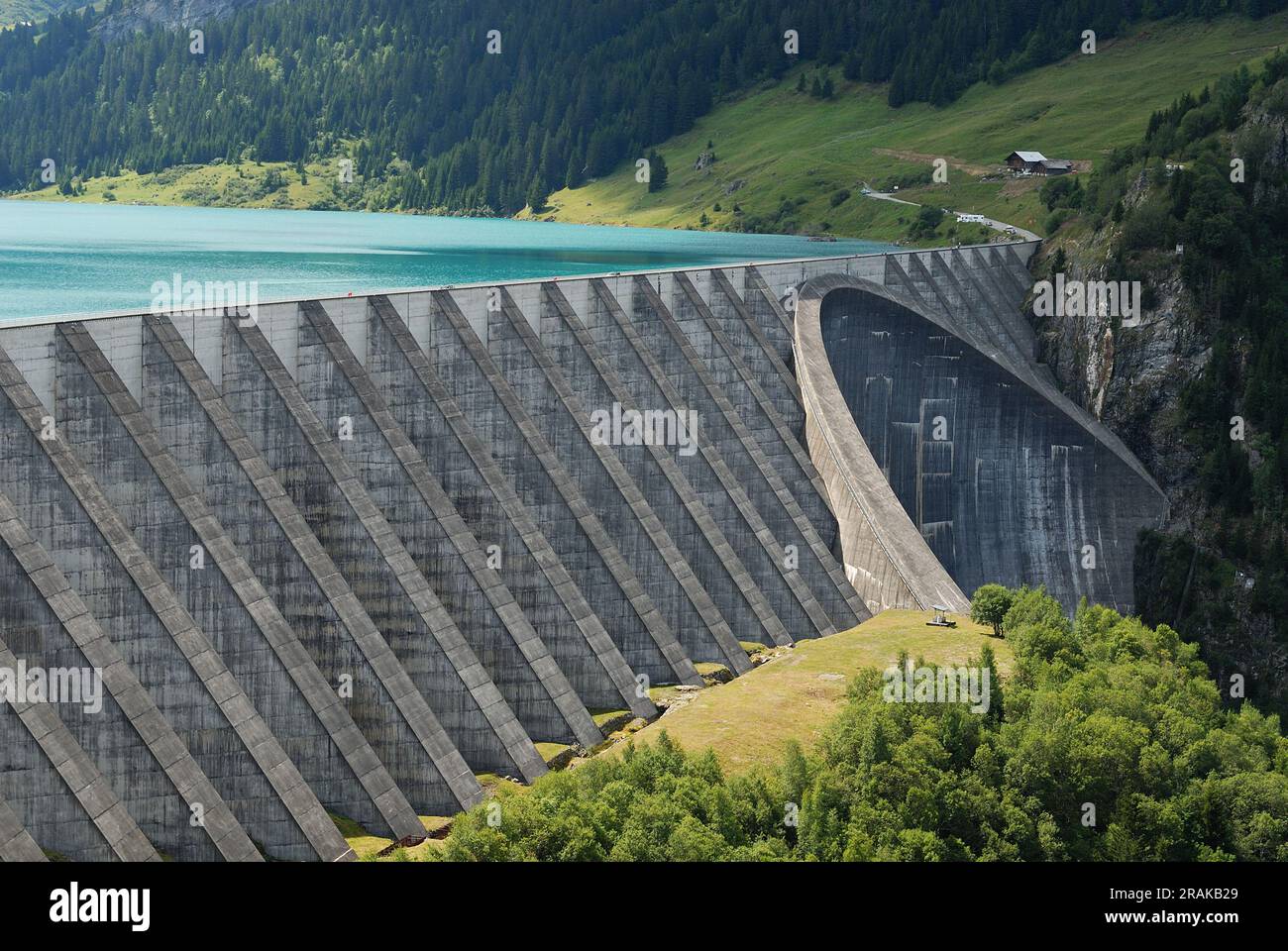 The Roseland dam in the French Alps is a water storage structure for ...