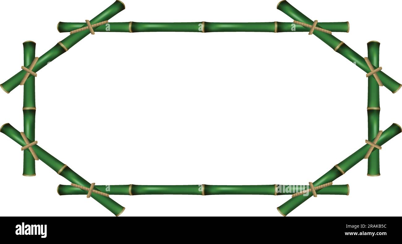Decorative natural frame. Eco material bamboo border isolated on white ...
