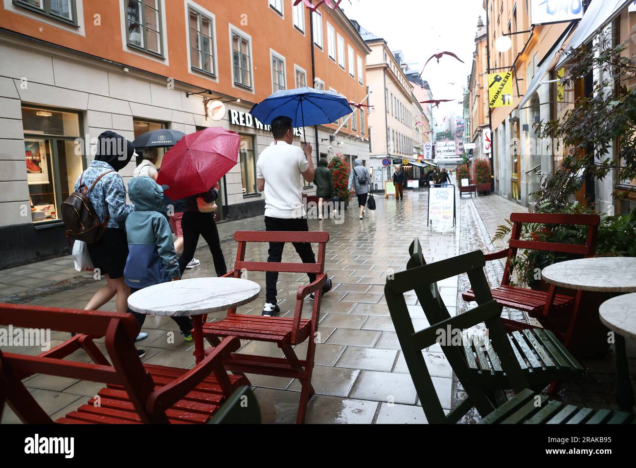 Seasonal weather, rainy weather in Stockholm, Sweden, during Sunday ...