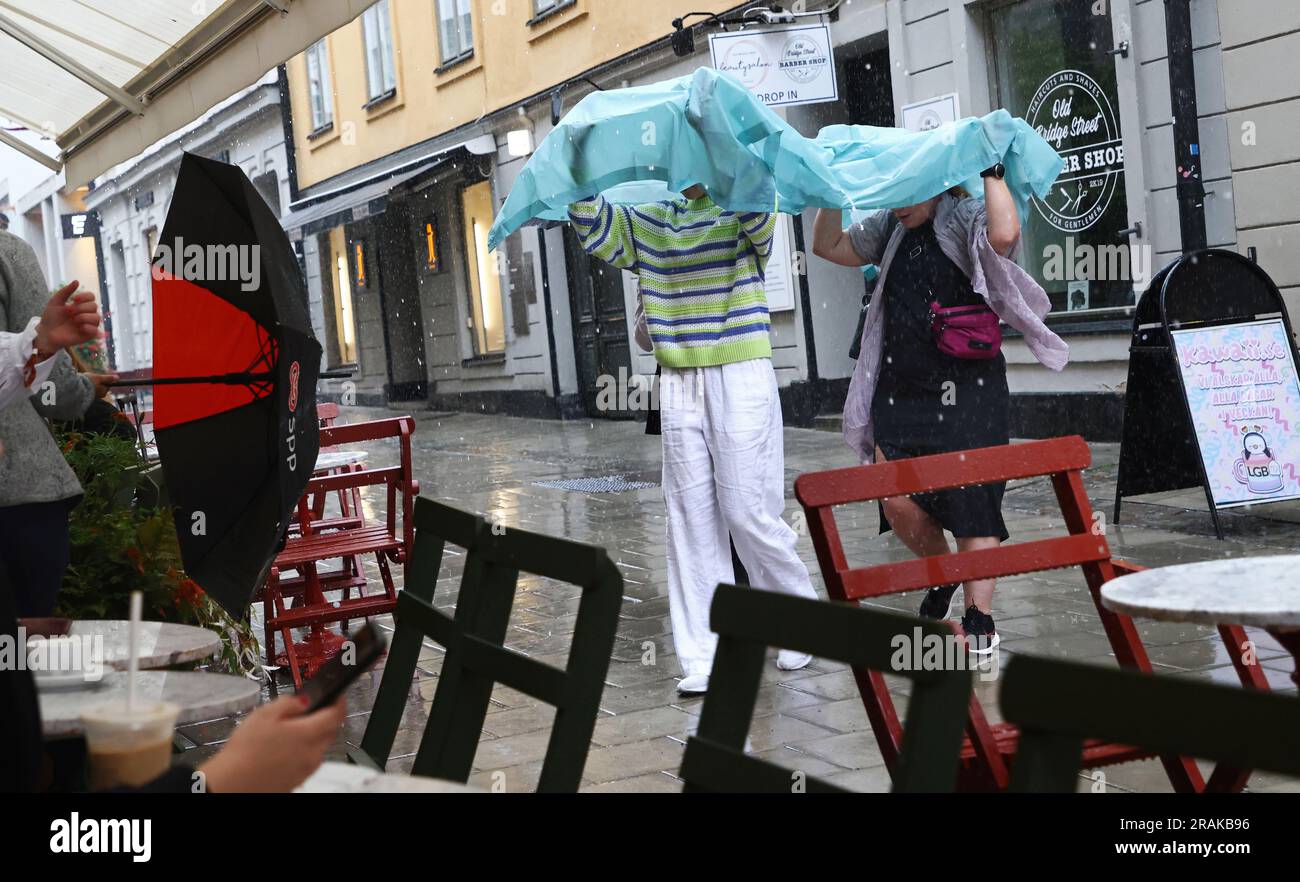 Seasonal weather, rainy weather in Stockholm, Sweden, during Sunday ...