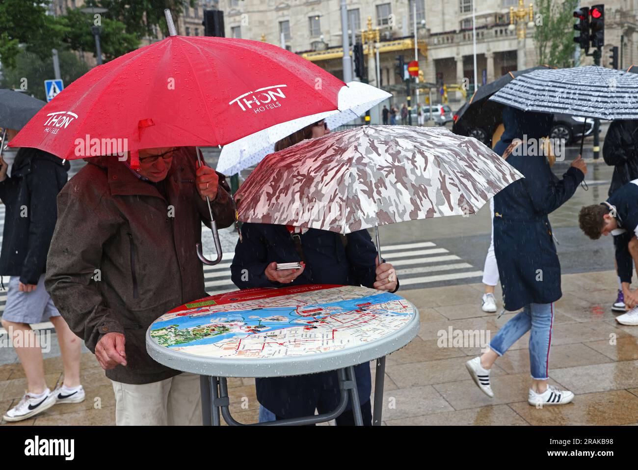 Seasonal weather, rainy weather in Stockholm, Sweden, during Sunday ...