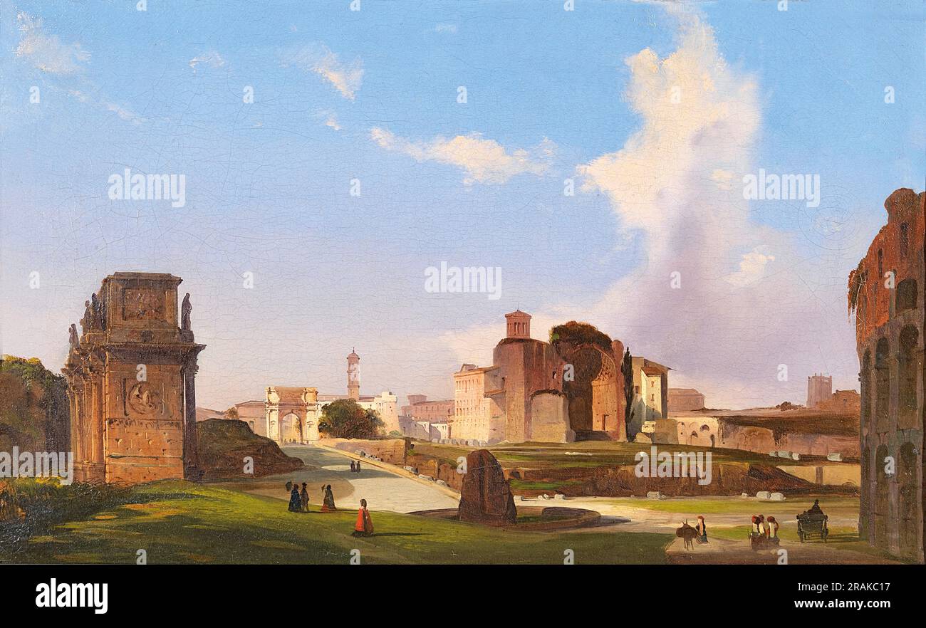 A view of the Roman Forum with the Arch of Constantine, the Temple of ...