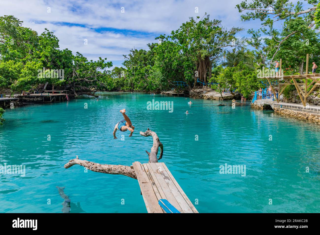 Port Vila, Vanuatu: 01 June 2023: People swimming in Blue Lagoon, a ...
