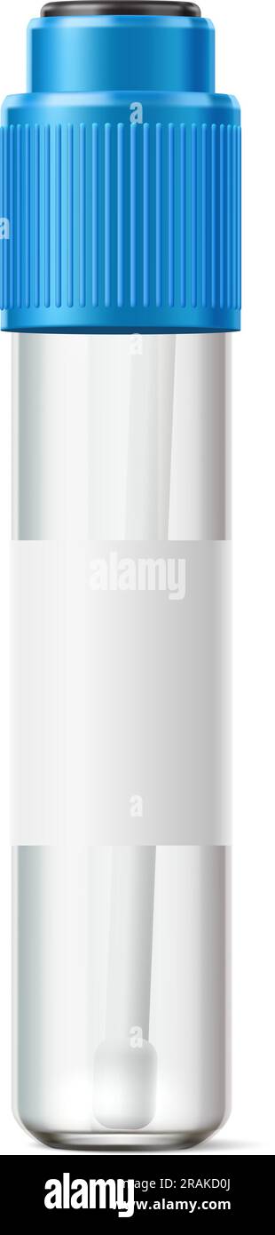 Medical test tube. Realistic glass container with blank label isolated ...