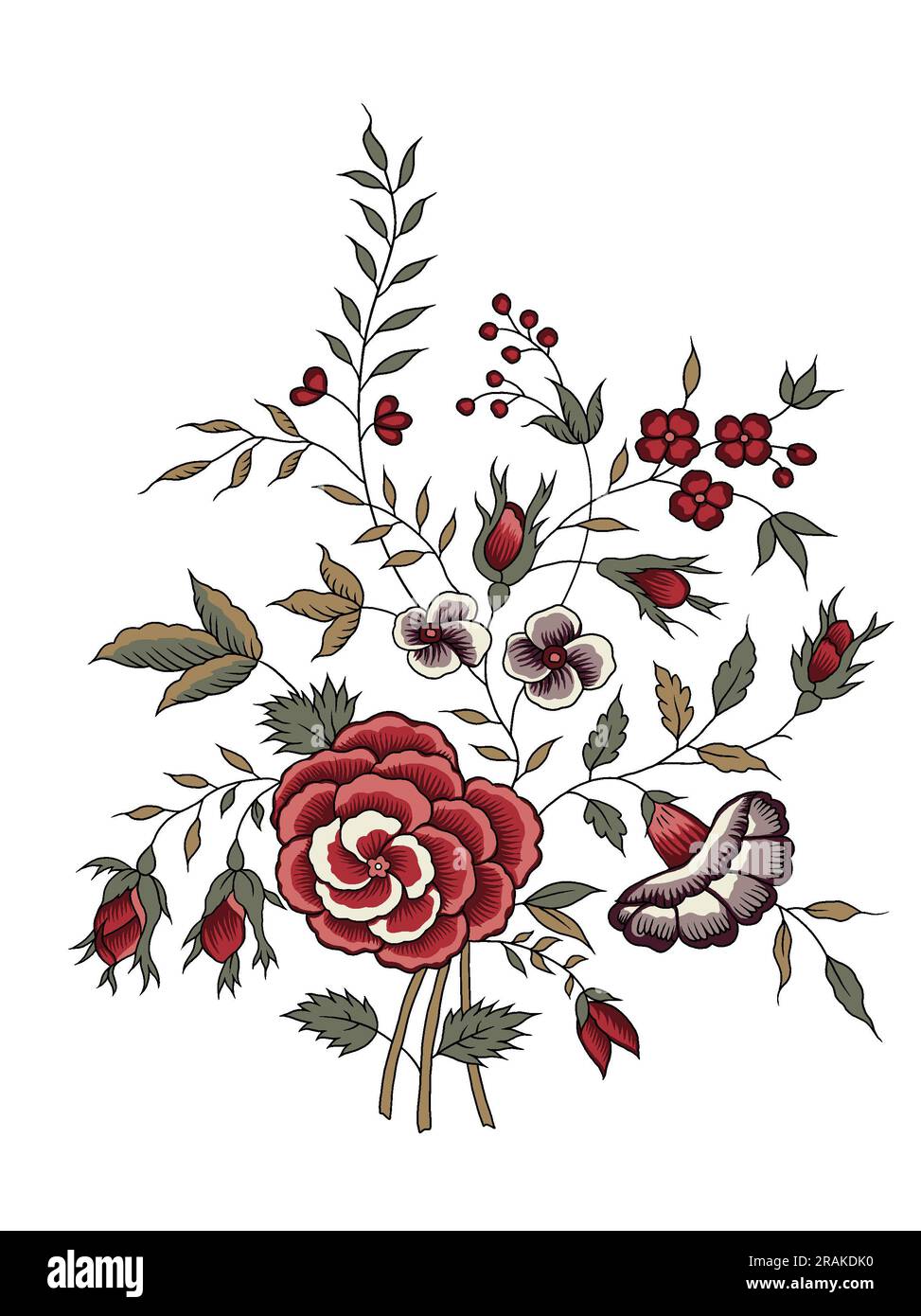 A beautiful abstract floral design with colourful trendy flowers and ...