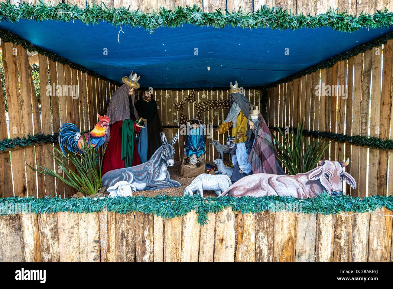 Crib in front of Igreja Matriz Church at Sao Joao Batista, Santa ...