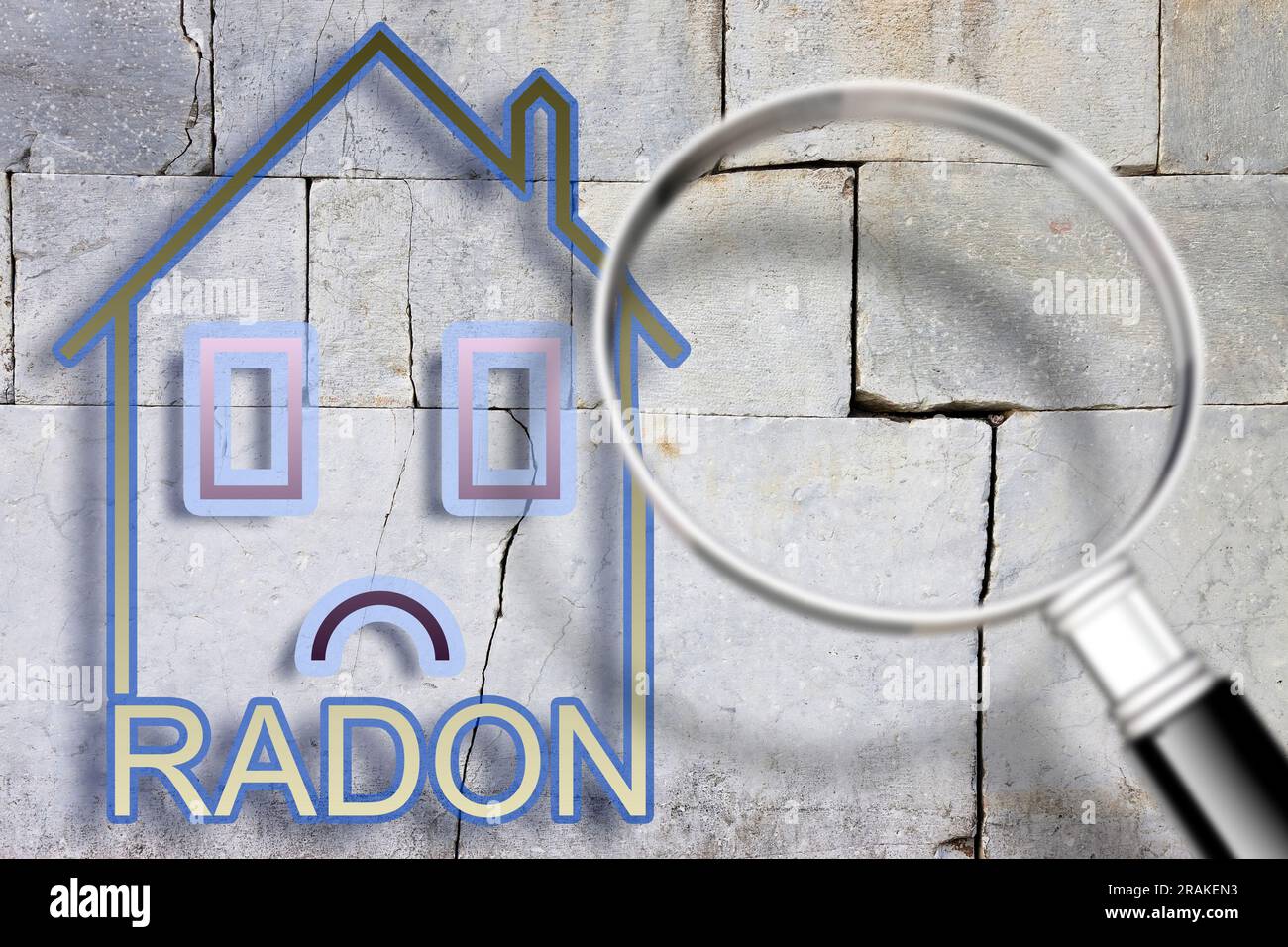The danger of radon gas in our homes - concept image with an outline of ...