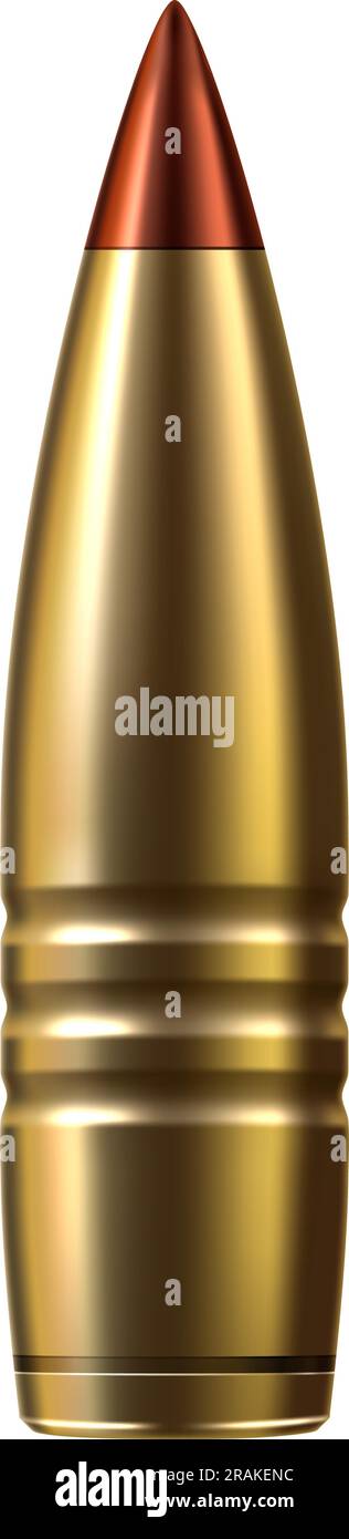 Rifle bullet. Realistic metal ammo for military weapon isolated on ...