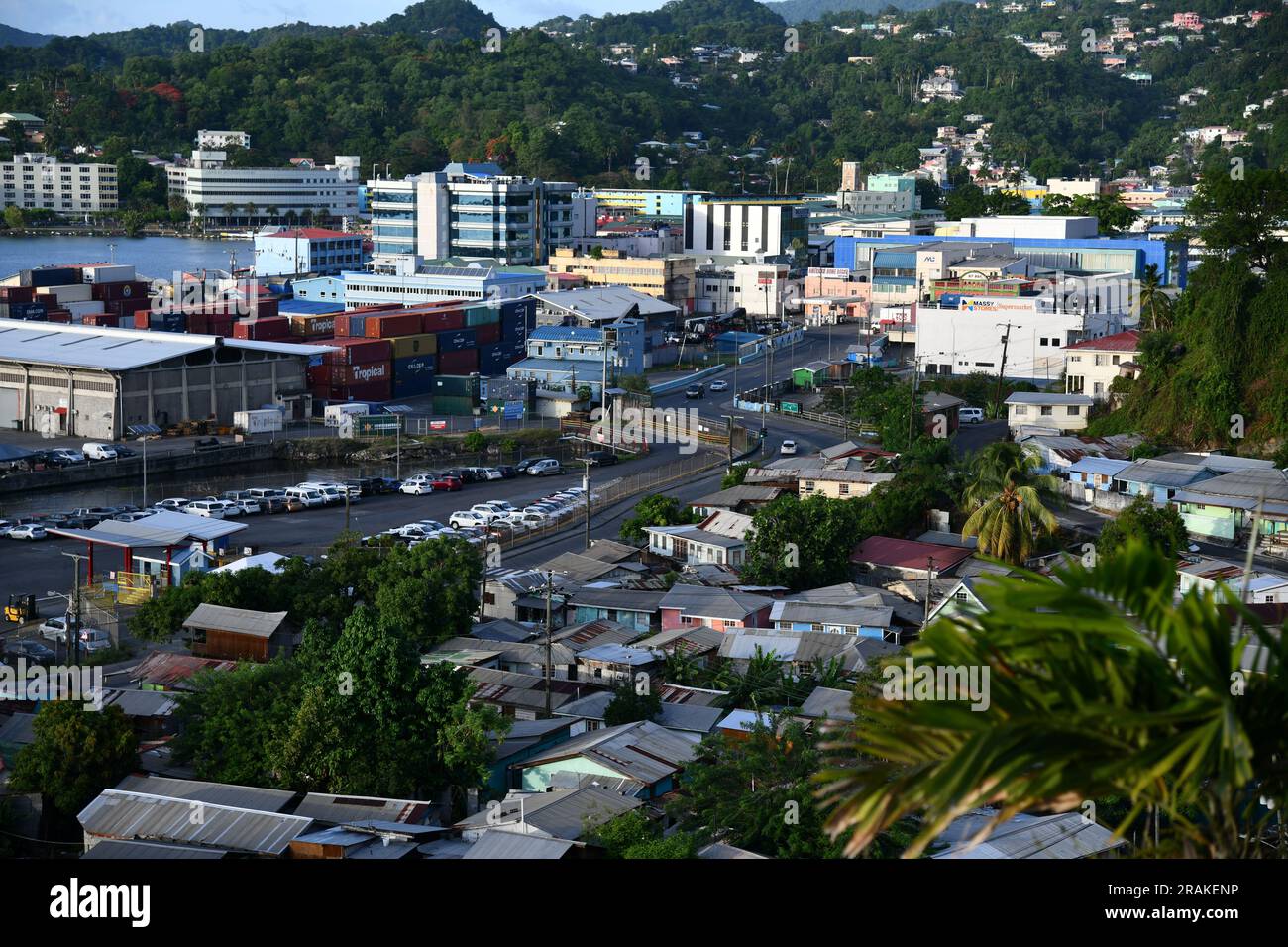 Castries Main Shipping Port in St Lucia Stock Photo - Alamy