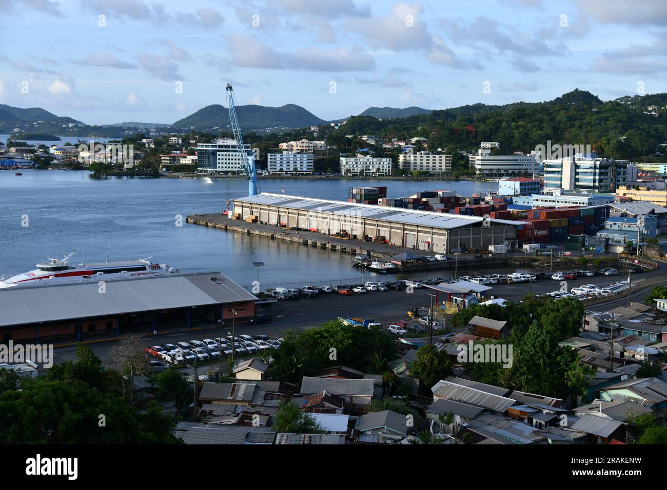 Castries Main Shipping Port in St Lucia Stock Photo - Alamy