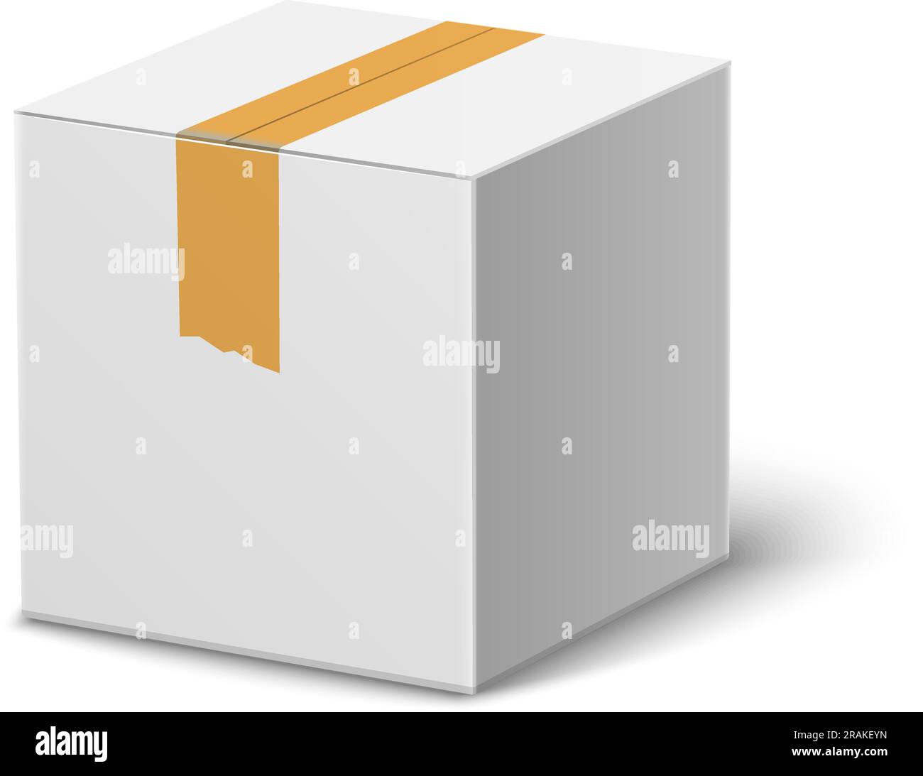 Sealed cube box. White cardboard package mockup isolated on white ...