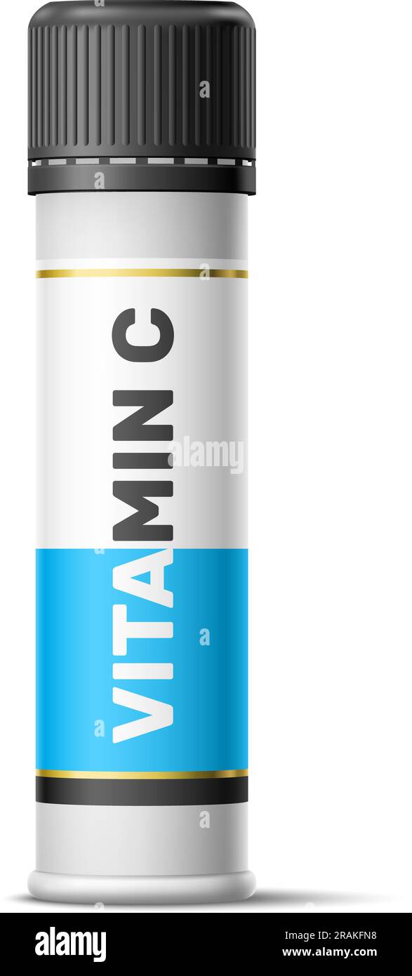 Vitamin plastic tube. Healthy product package mockup isolated on white ...
