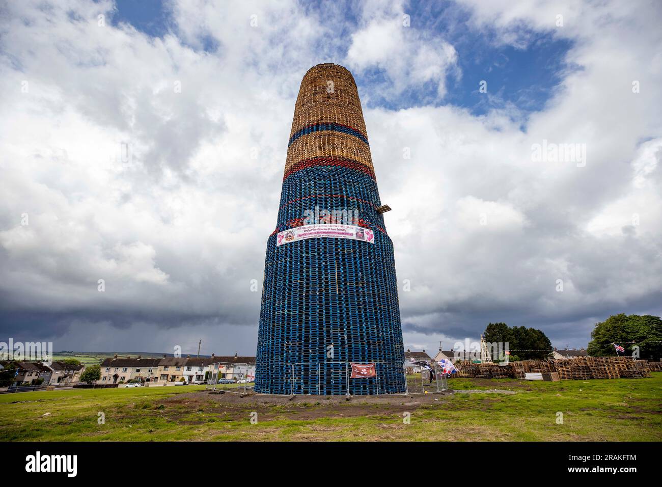 Craigyhill bonfire in Larne, Co. Antrim. Picture date: Tuesday July 4 ...