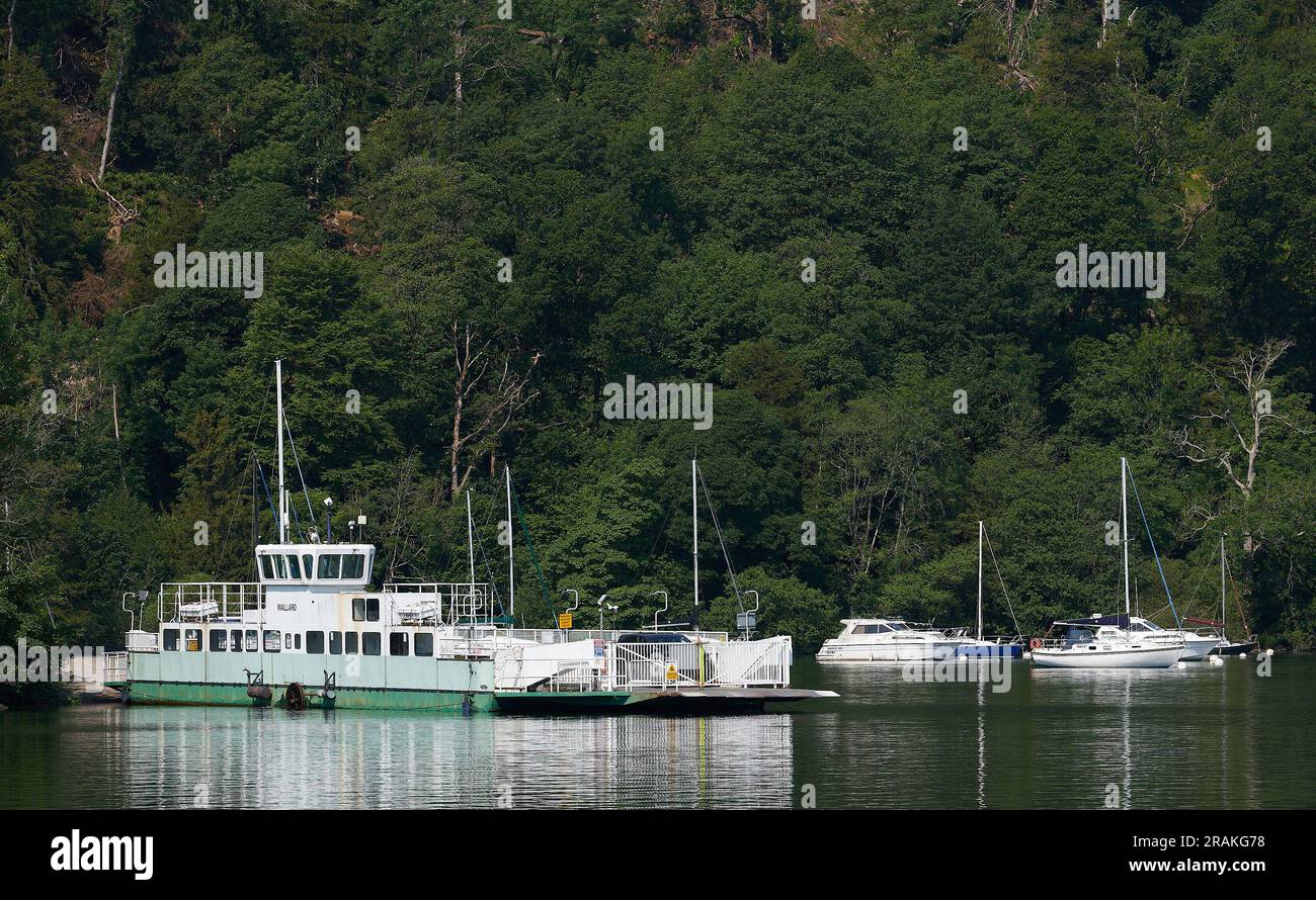 Ferry boat at a landing point on Lake Windermere, Lake District ...