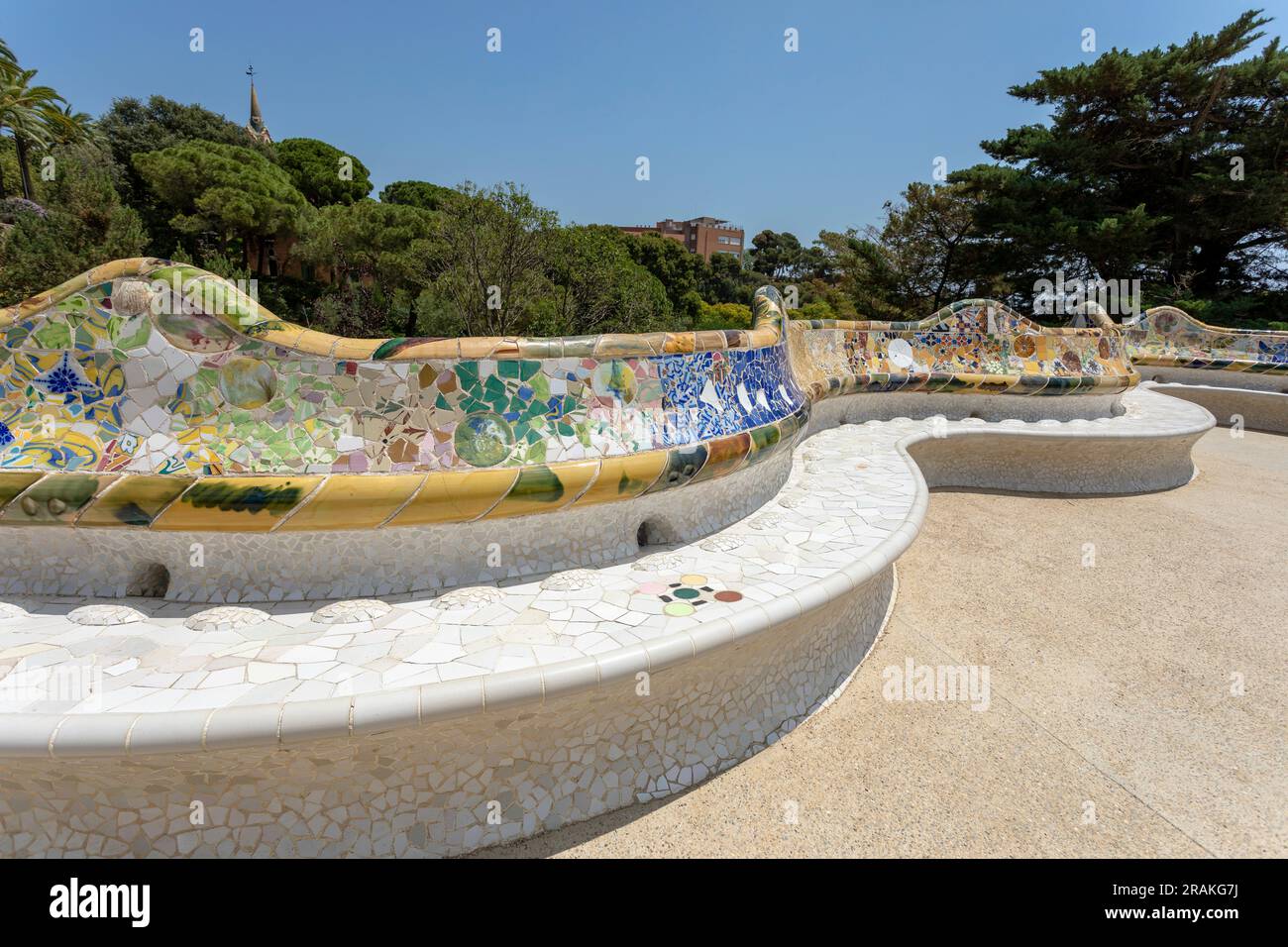 Barcelona, Spain - June 24, 2023: Famous Gaudi`s masterpiece, serpent ...