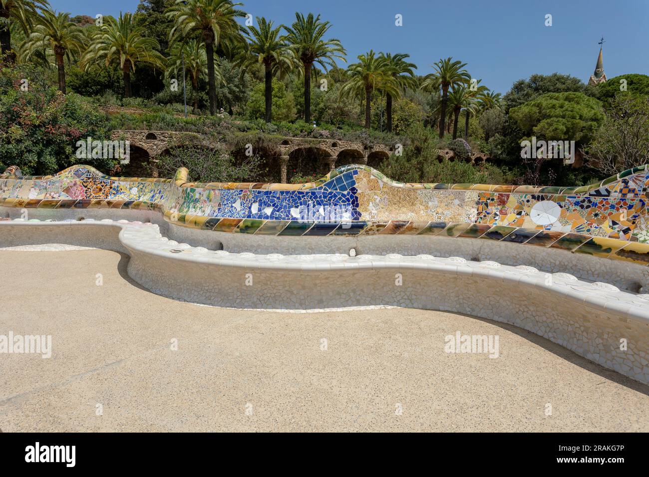 Barcelona, Spain - June 24, 2023: Famous Gaudi`s masterpiece, serpent ...