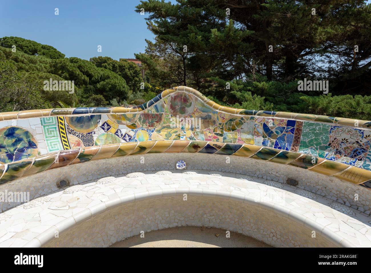 Barcelona, Spain - June 24, 2023: Famous Gaudi`s masterpiece, serpent ...