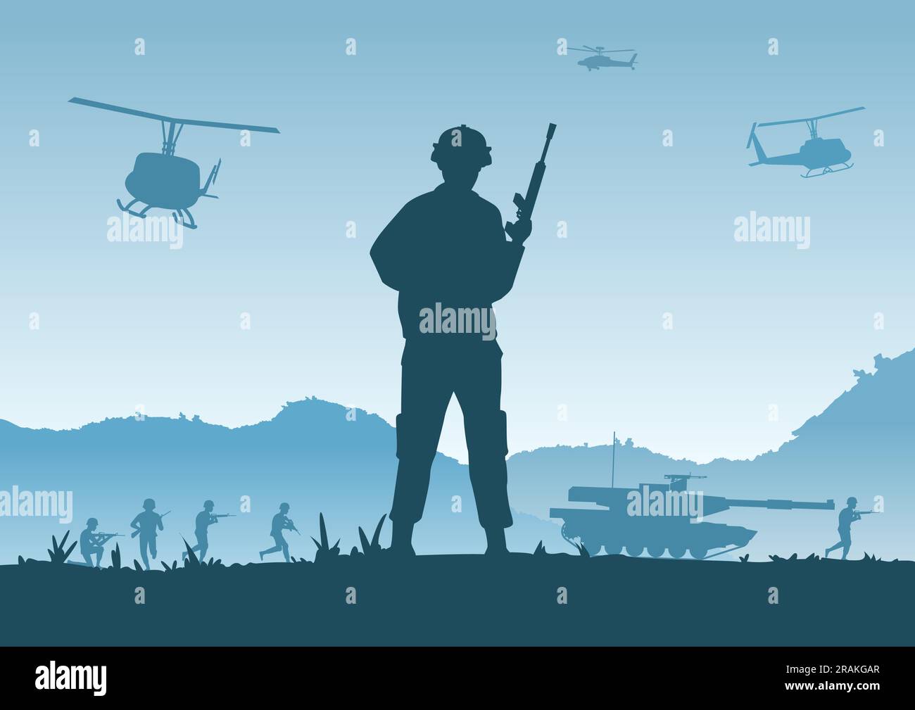 Army soldier weapon standing fence protection Stock Vector Images - Alamy