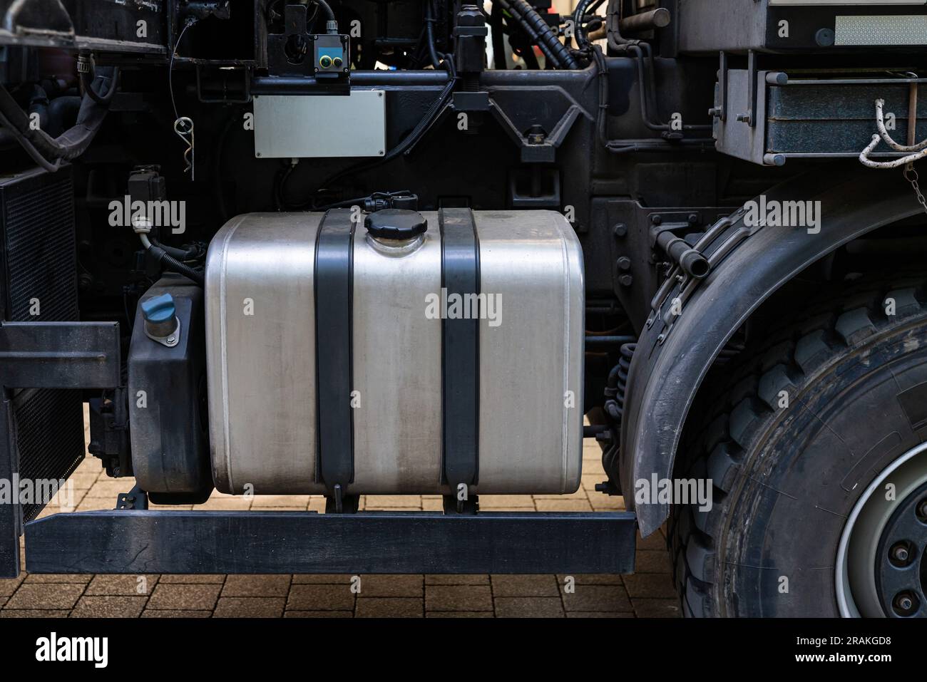 Stainless steel fuel tank at big truck hi-res stock photography and ...
