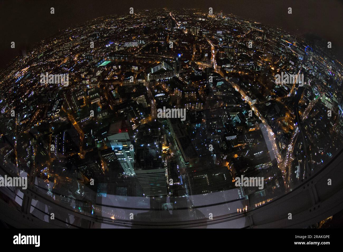 a fish-eye night view of London from The Shard Stock Photo - Alamy