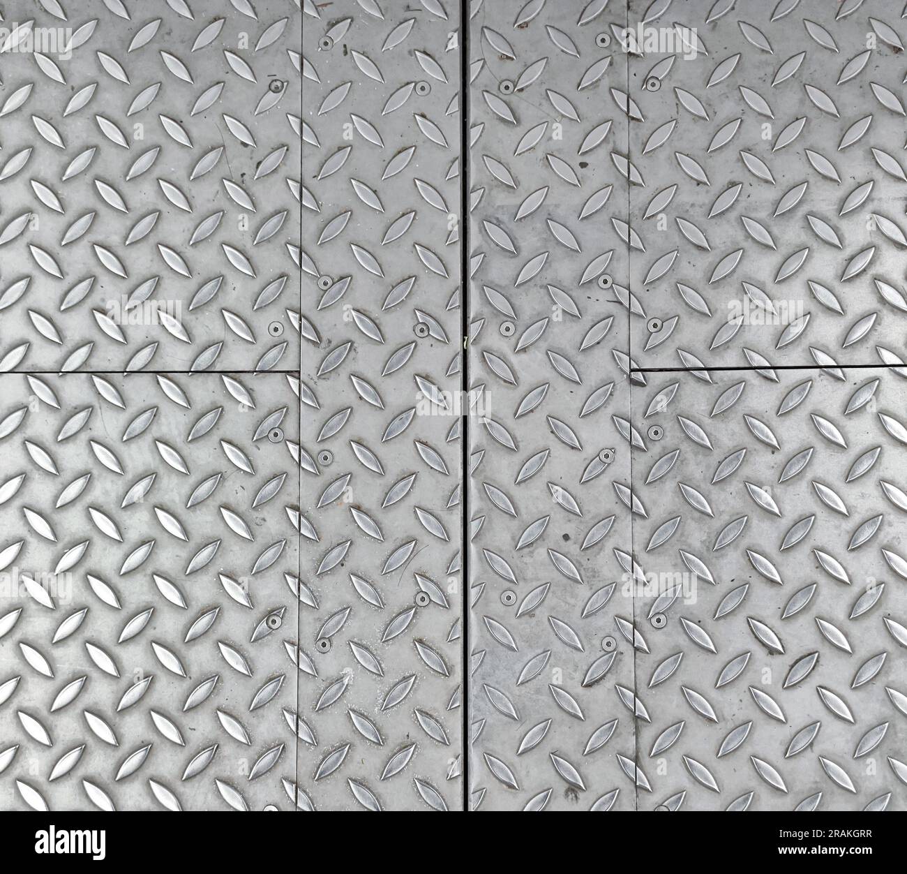 Old worn steel tread diamond plate with dust and stain industrial ...
