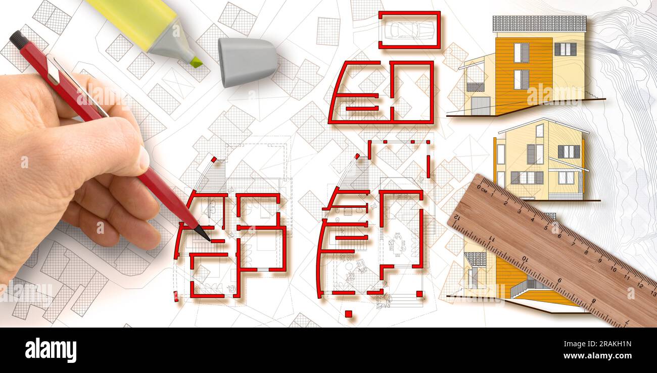 Architect designs a new residential building with floor plans and ...