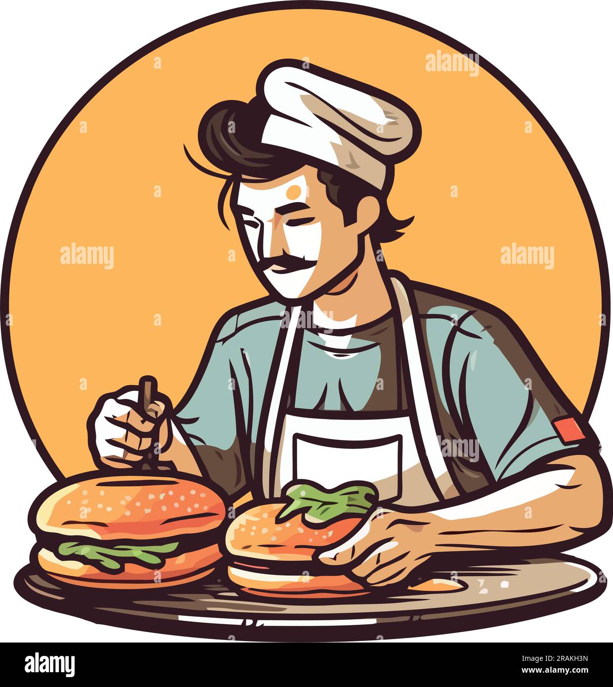 Cooking hamburger burger in kitchen Stock Vector Images - Alamy