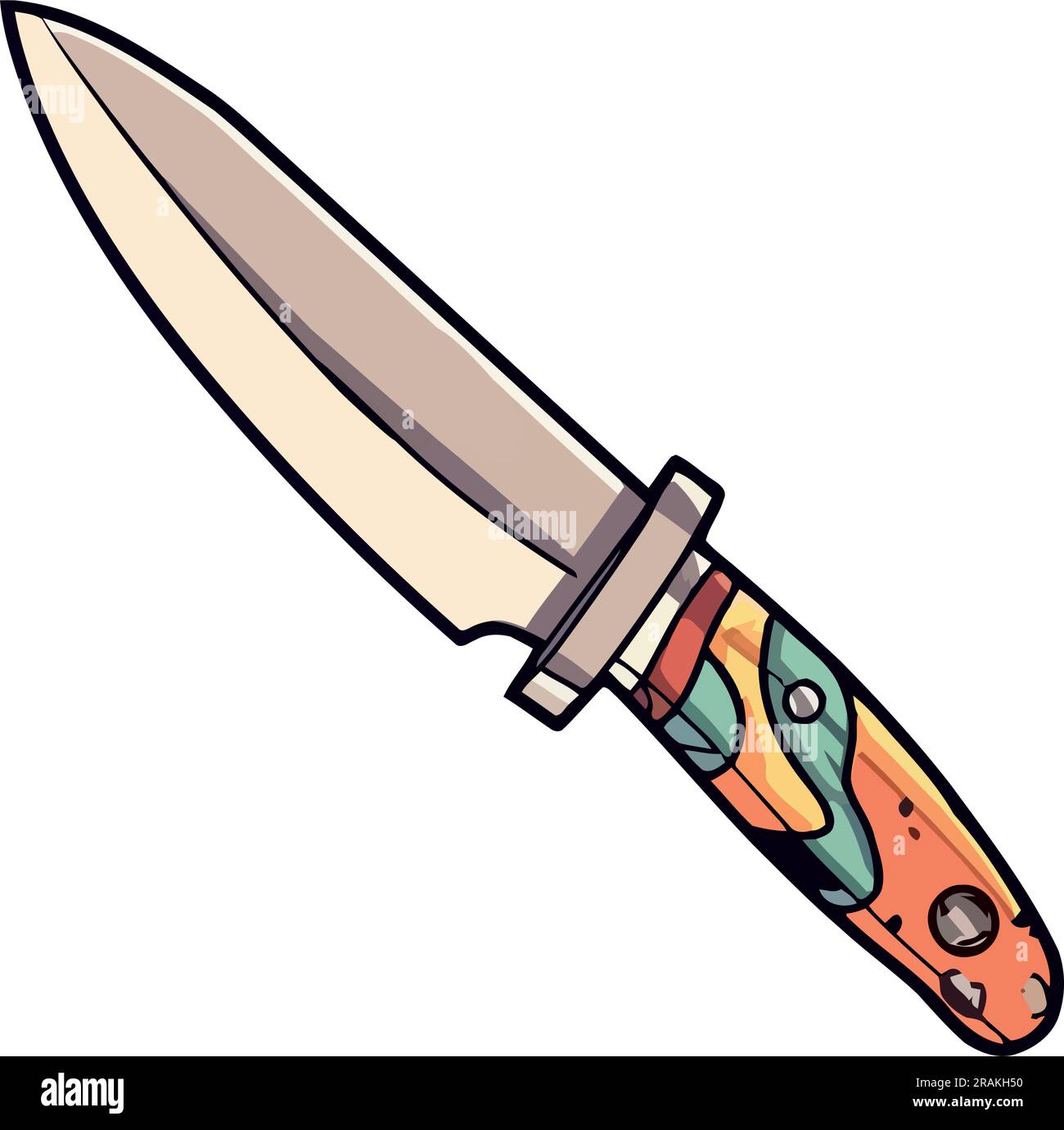 Sharp steel knife with metallic handle, Cartoon Stock Vector Image ...