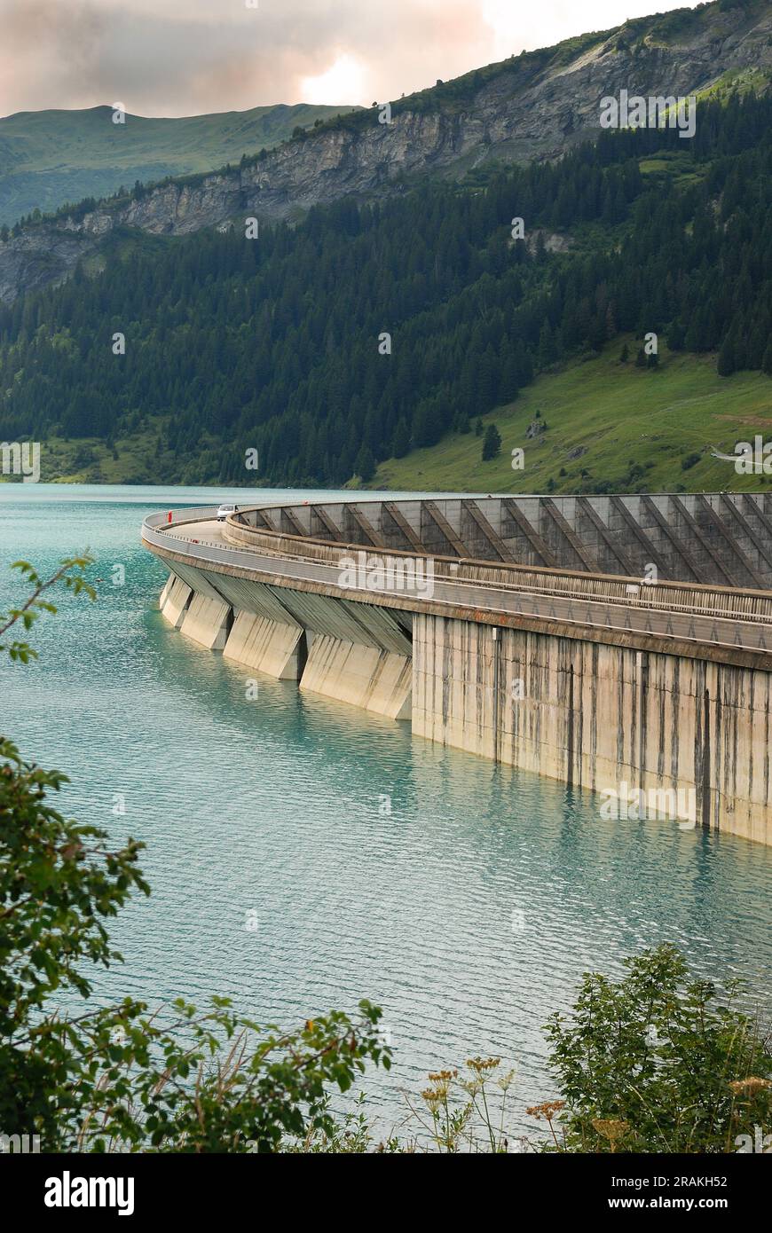 The Roseland dam in the French Alps is a water storage structure for ...