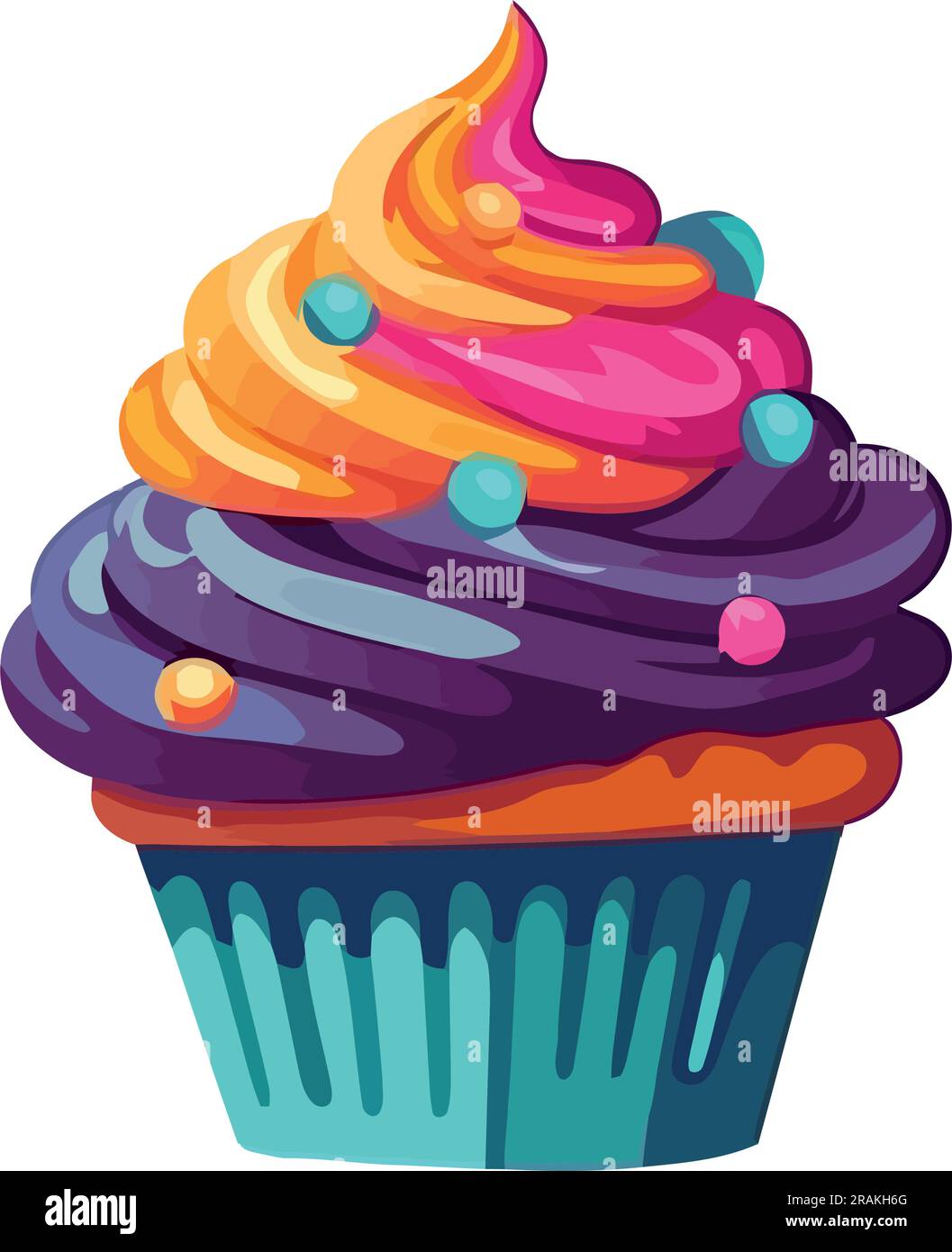 Cute cartoon cupcakes with chocolate icing Stock Vector Image & Art - Alamy