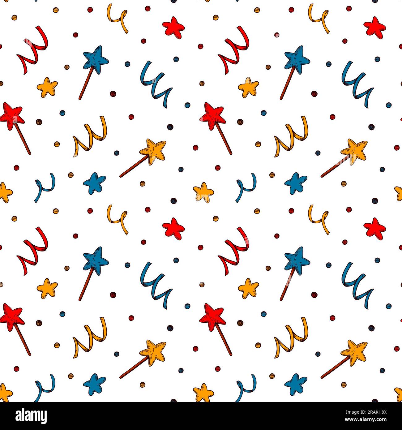 Carnival seamless pattern. Colorful hand drawn background in sketch ...