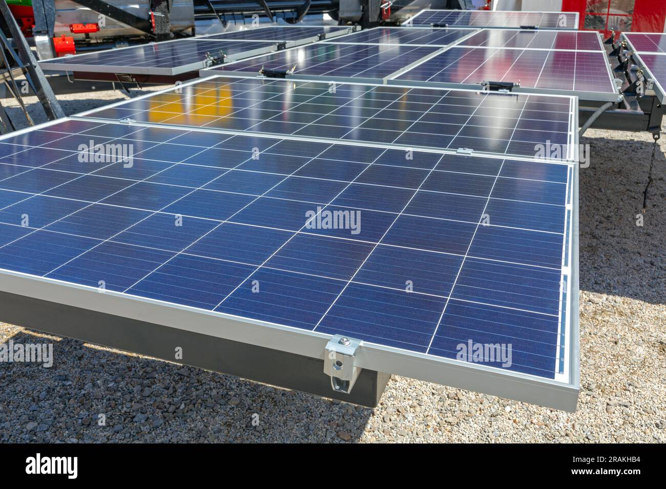 Movable Portable Power Solar Panels at Trailer Stock Photo - Alamy