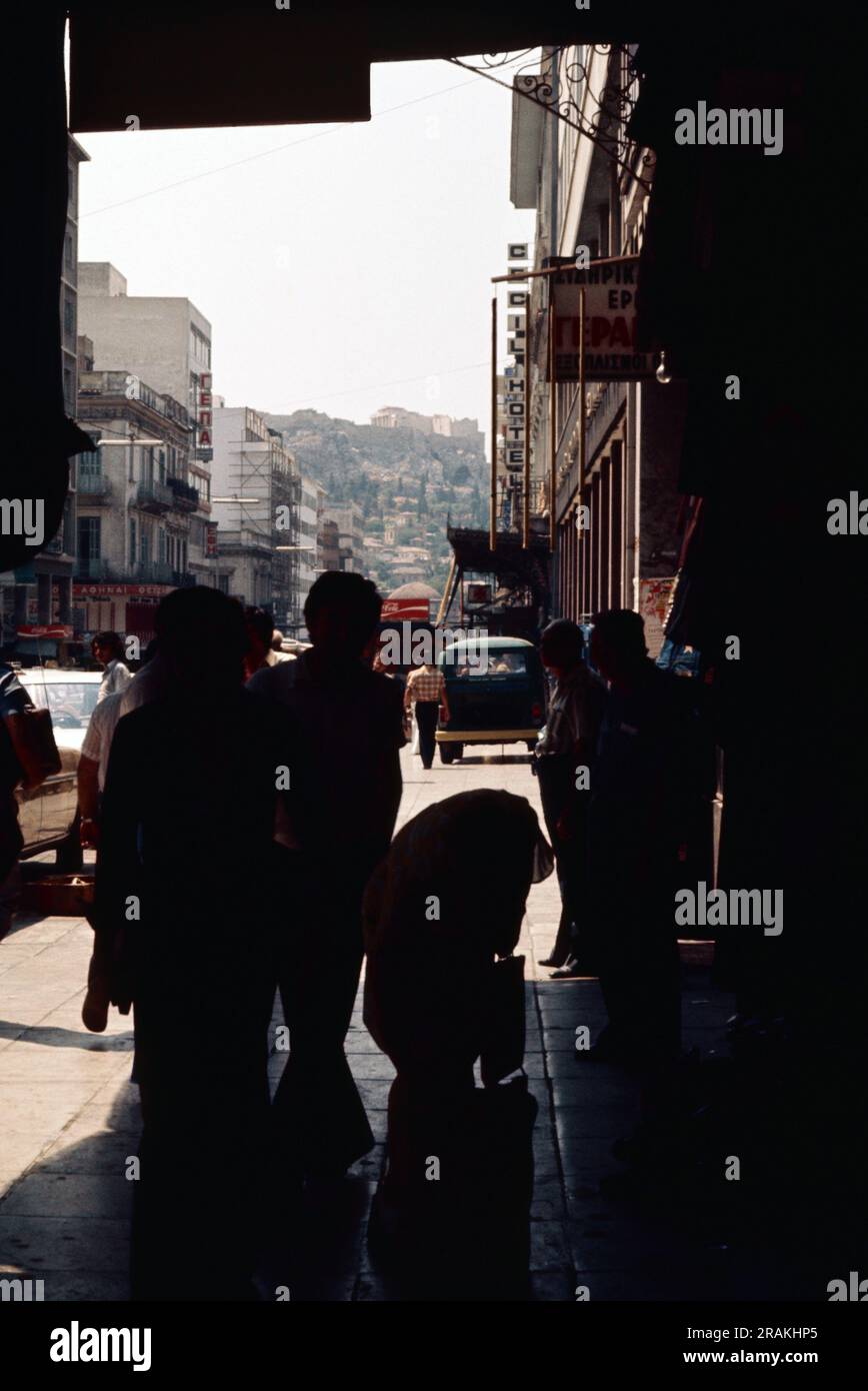 Archival image of Athens Greece taken 1976, Upright image with distant ...