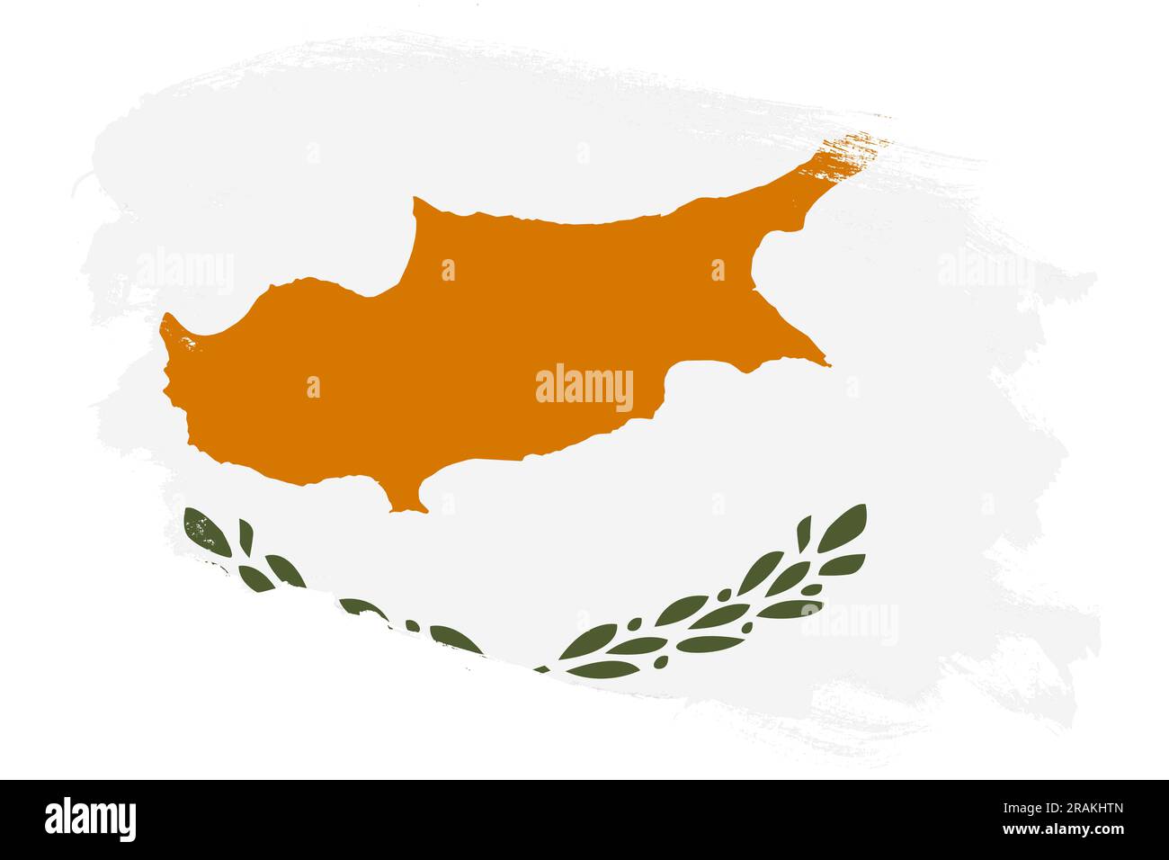 National flag of Cyprus on grunge stroke brush textured white ...