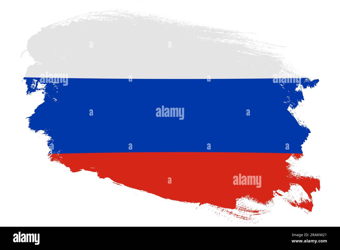 National flag of Russia on grunge stroke brush textured white ...