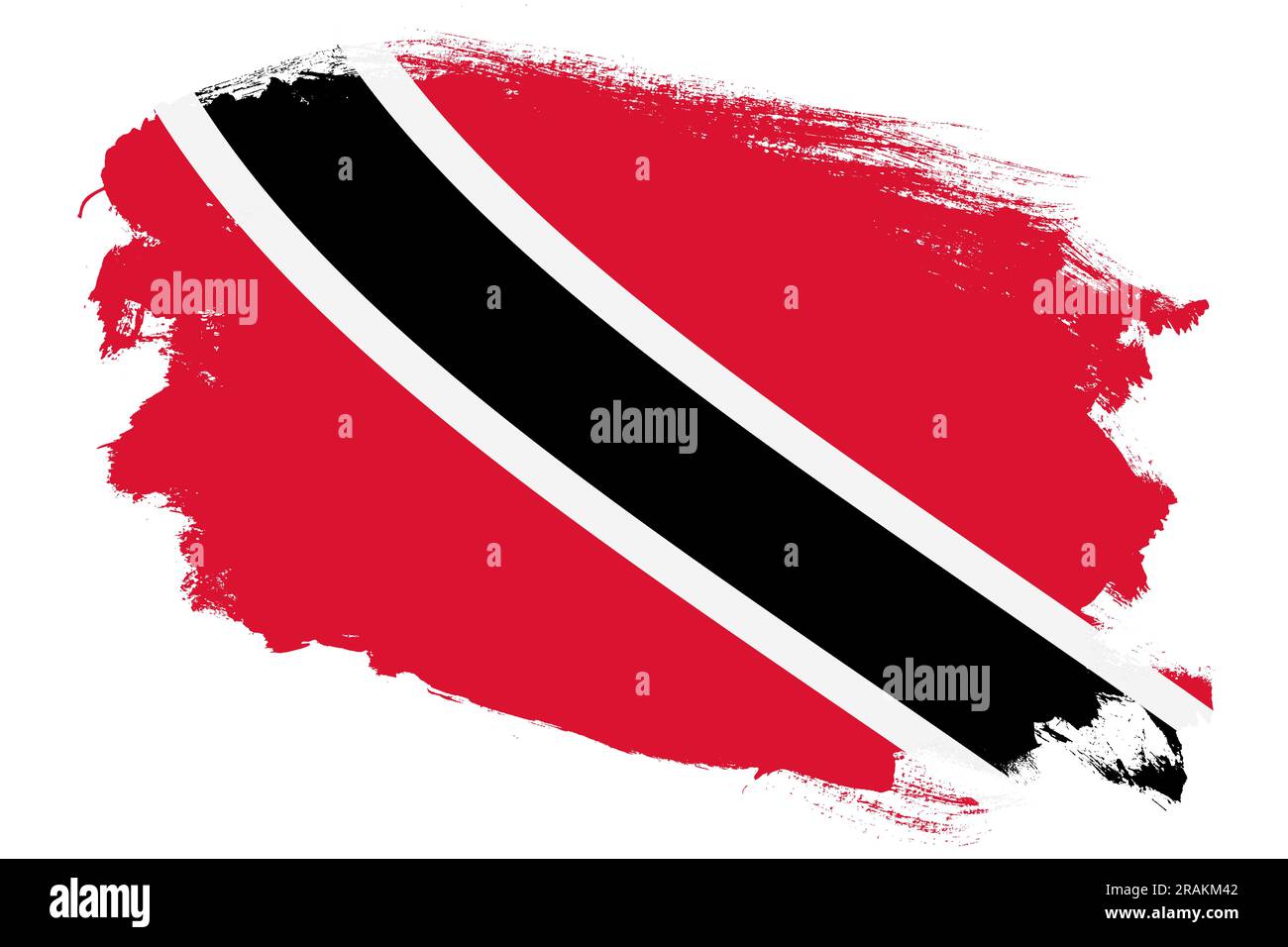 National flag of Trinidad And Tobago on grunge stroke brush textured white background Stock ...
