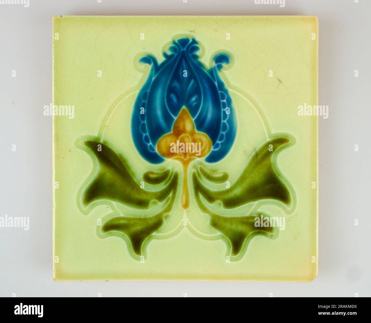 Antique 1900s English Corn Bros Art Nouveau blue and amber flower ...