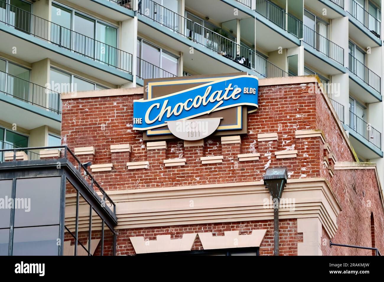 The Chocolate Building Clock Tower sign Ghirardelli Square Marina ...