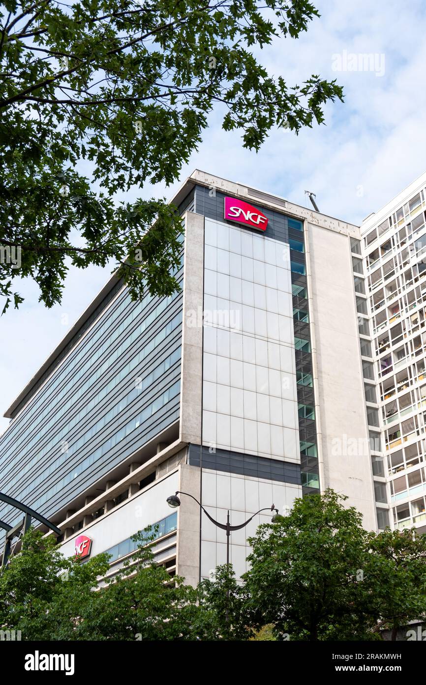 Exterior view of the building housing the headquarters of SNCF, Société ...
