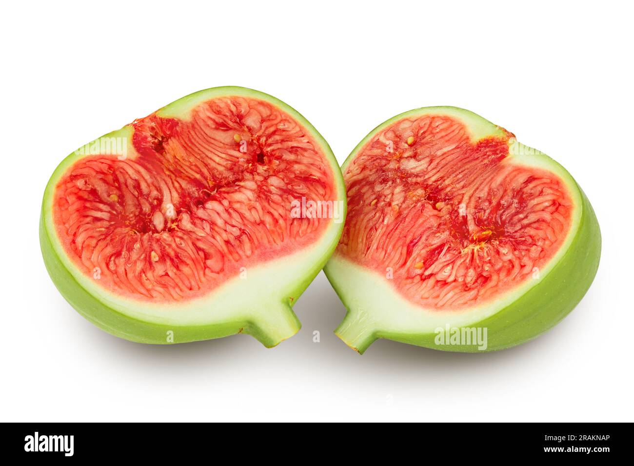 Ripe green fig fruit isolated on white background with full depth of ...