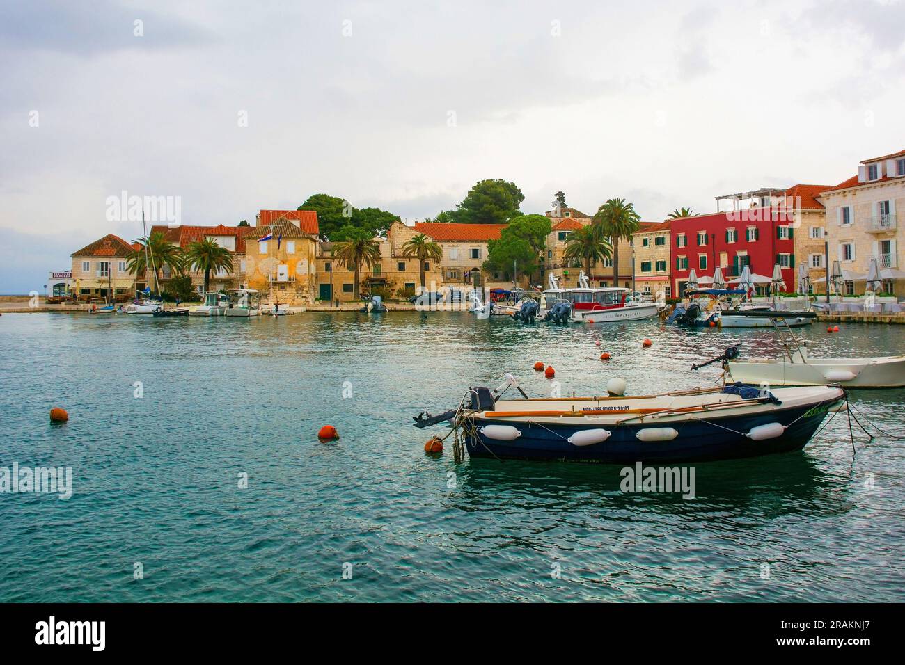 Sutivan, Croatia - May 14th 2023. The harbour of the historic village ...
