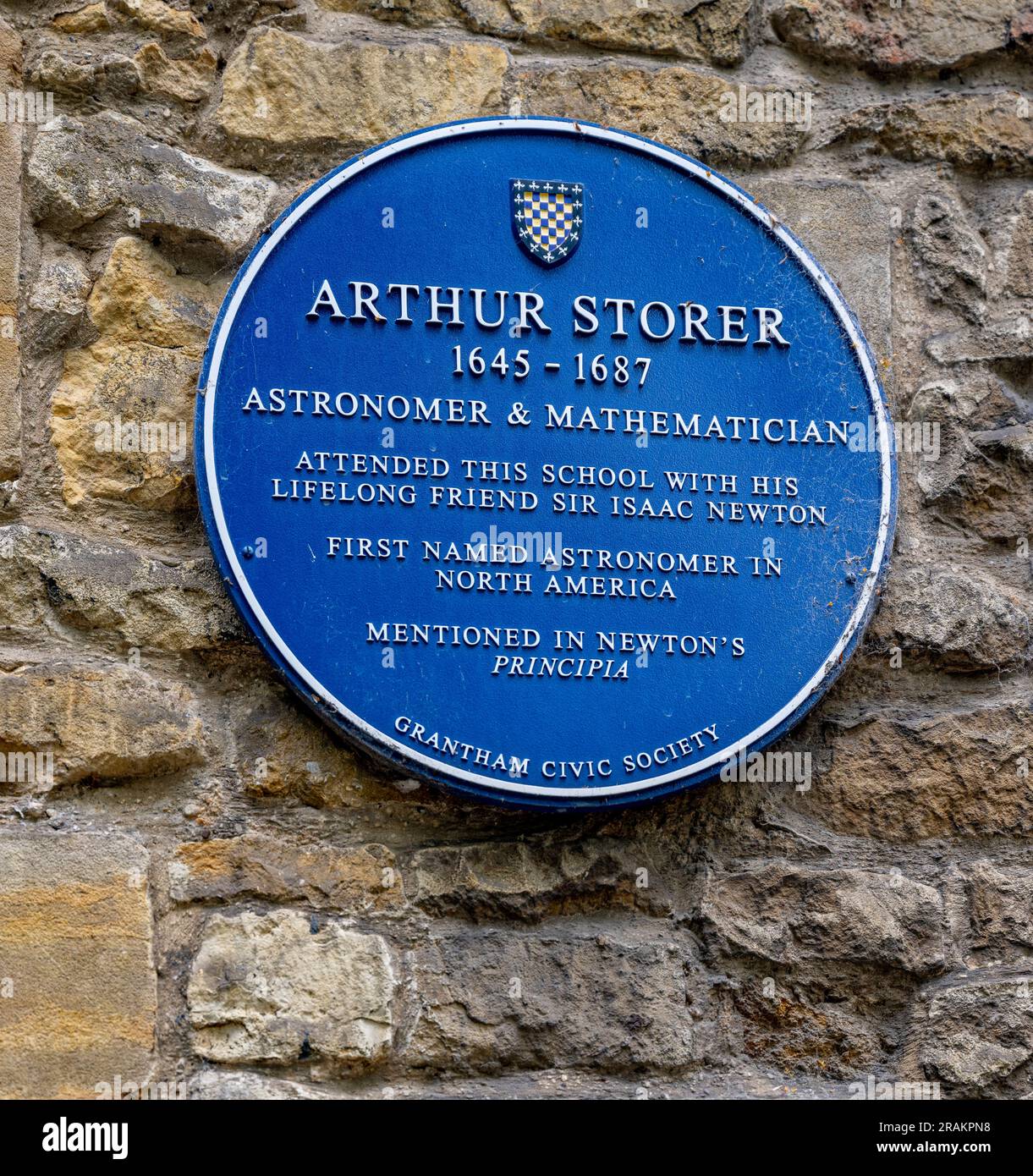 A Blue Plaque on King's School, Grantham, Lincolnshire, England. To ...