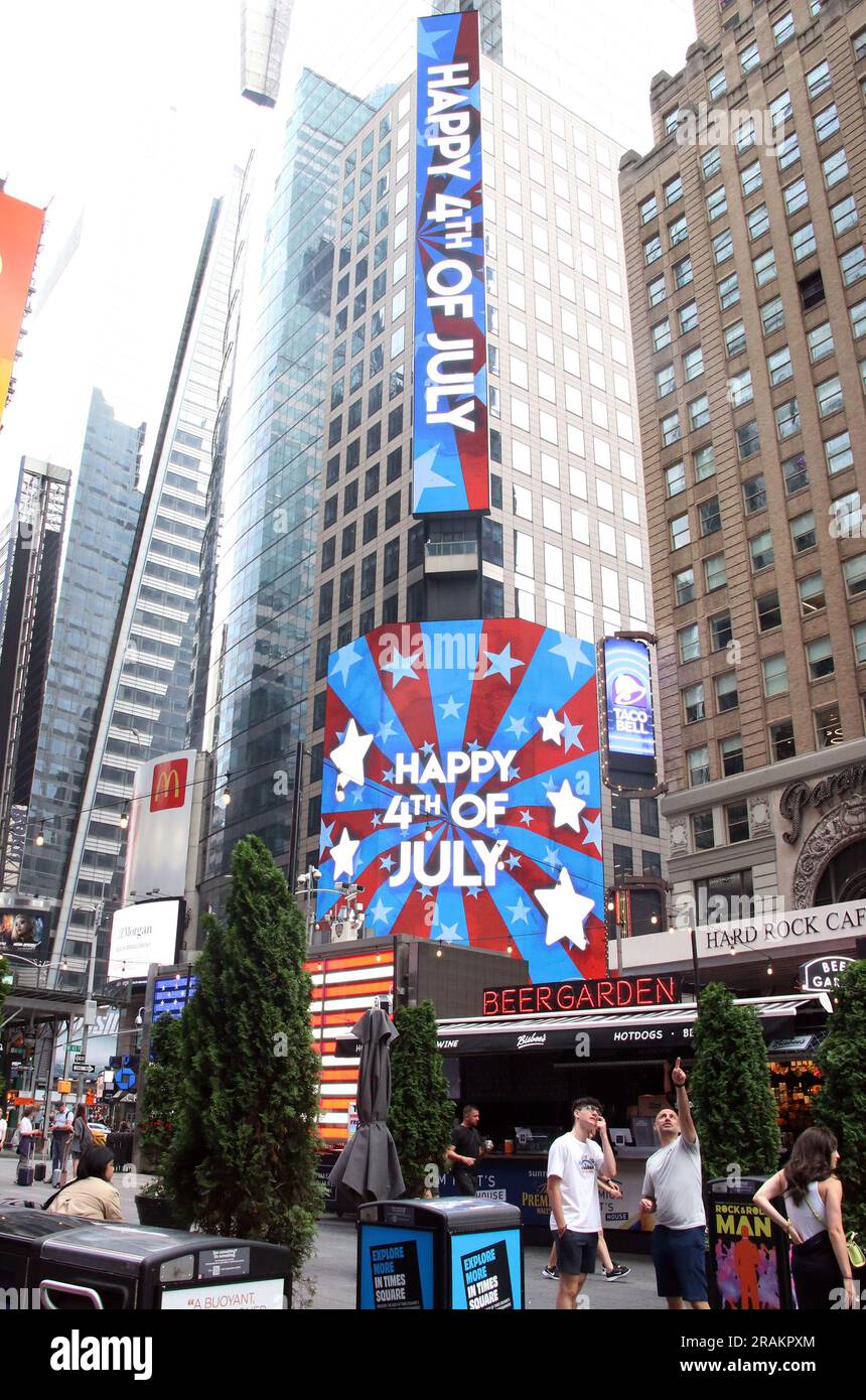 New York, NY, USA. 4th July, 2023. Times Square celebrates July the 4th ...