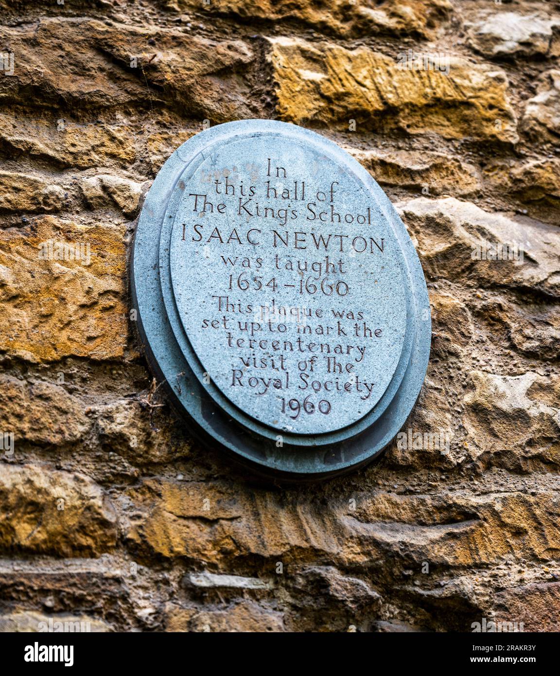 A plaque on King's School, Grantham, Lincolnshire, England. Where Sir ...