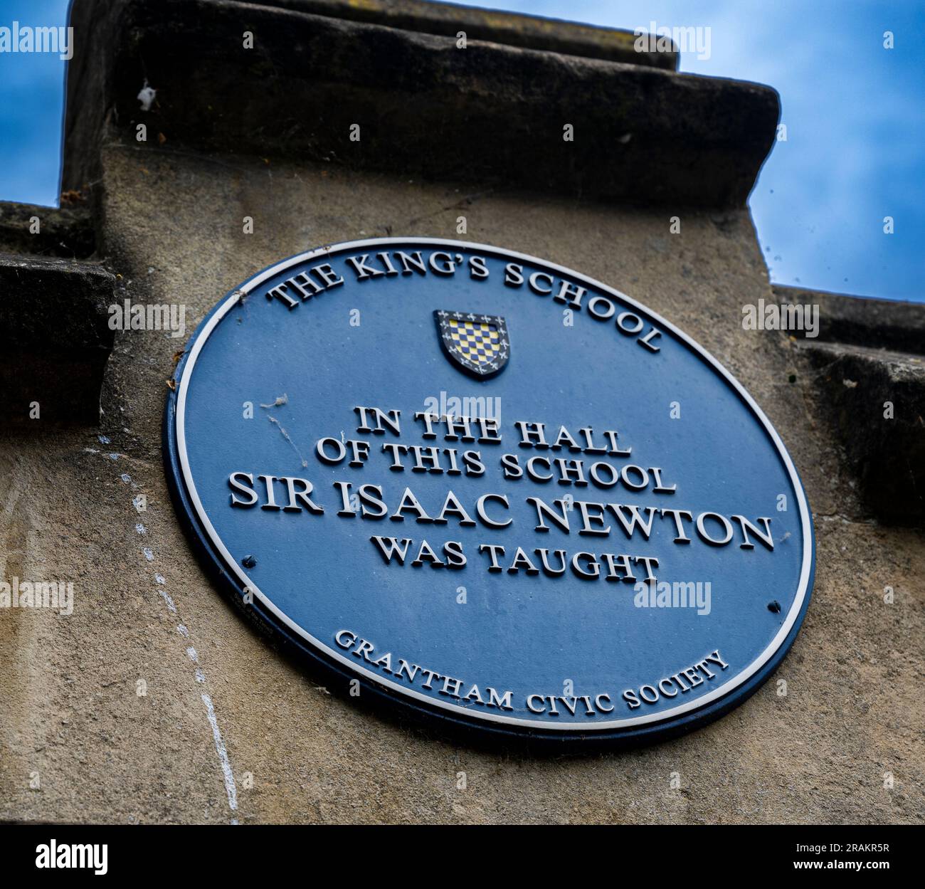 A Blue Plaque on King's School, Grantham, Lincolnshire, England. Where ...