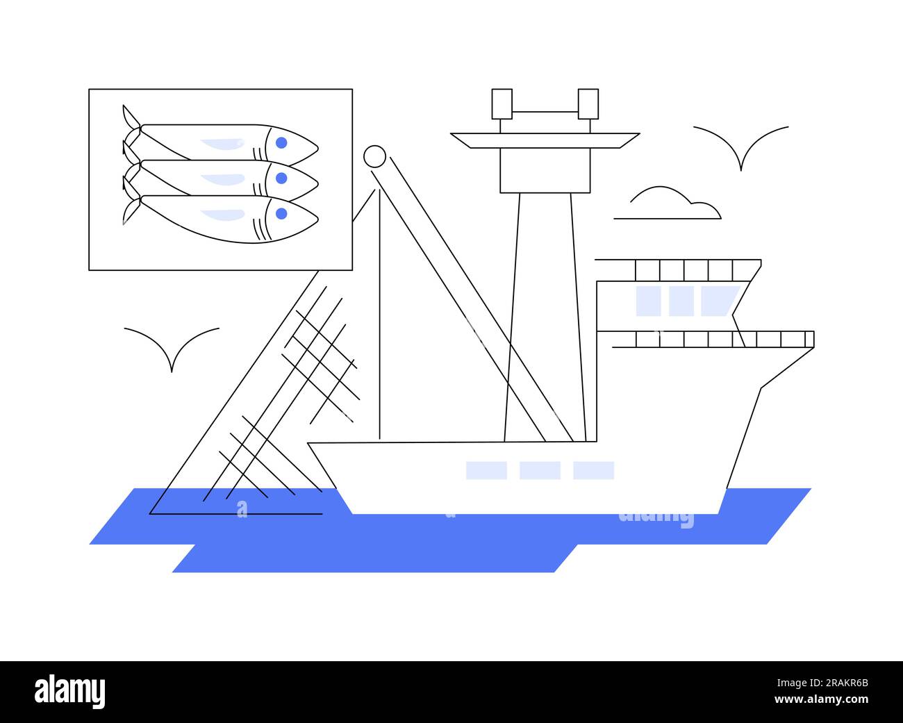 Industrial fishing boat abstract concept vector illustration Stock ...